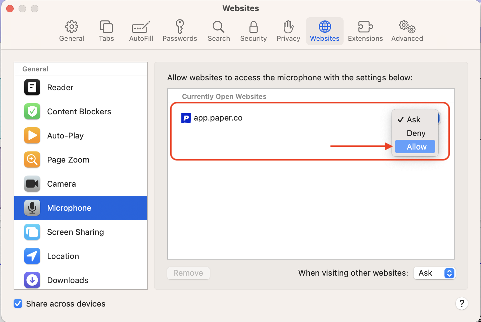 How to update audio permissions in Safari? – Paper